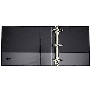 Amazon Basics 3 Inch, 3 Ring Binder, Round Ring, Customizable View Binder, Black, 12-Pack