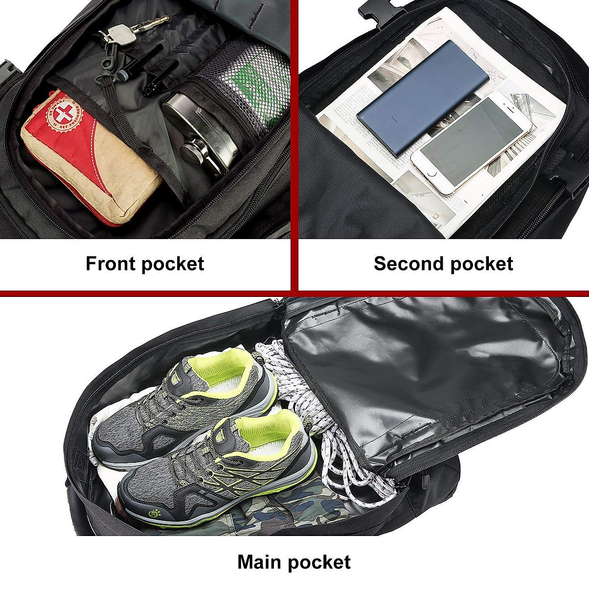 Greencity Laptop Backpacks Tactical Military 3 Day Expandable Bug Out Bag Classic School Case Travel Hiking，Black