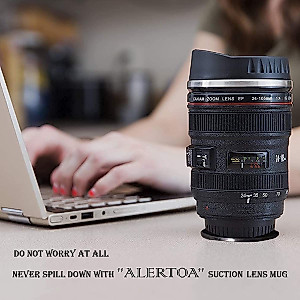 Lens Mug, Non-Slip with Featuring Smart Grip Suction, 13.5 Oz food grade Stainless Steel Cup, Travel Magic Mug, Gift for Men Women Boyfriend Teenage boy girl Photographer Father’s Day Dad Husband Son
