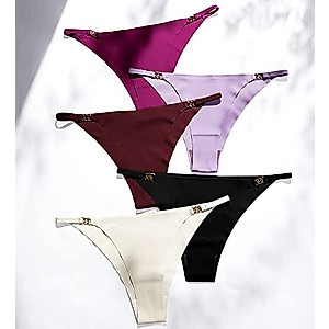 chahoo G-string Thongs for Women Sexy 5 Pack Seamless Women Underwear Breathable Low Rise T-back Tangas Ladies No Show Panties Hipster S-XL