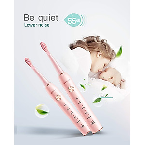 Blenpapa Sonicare Electric Toothbrush for Adults, Smart Cleaning and Whitening, 5 Modes Selection 38000VPM Rechargeable, with Dupant Brush Heads Suitable for Travel, 1 Count, Pink