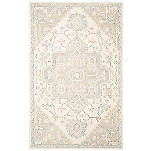 Safavieh Micro-Loop Collection 6' x 9' IvoryBeige MLP503B Handmade Shabby Chic Medallion Premium Wool Living Room Dining Bedroom Area Rug
