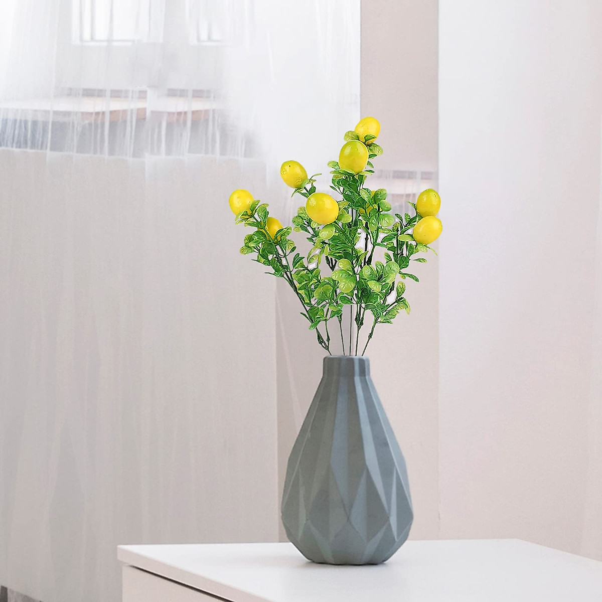 YQYAZL 6 Pack Artificial Lemon Branches, Yellow Fake Tree Plants Branch Fruit with Green Leaves for Vase Home Party Garden Decor, 211029XU01-lj6-10587-1849271821, Yellow+Green, 36cm/14.2inch1