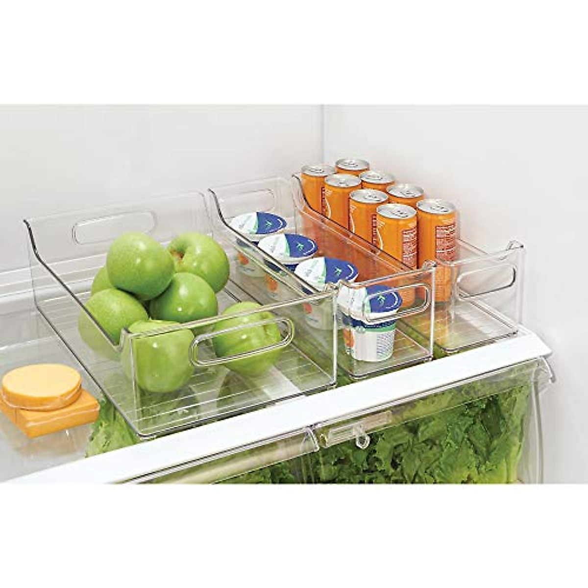 iDesign Plastic Pantry and Kitchen Storage, Freezer and Fridge Organizer Bin with Easy Grip Handles – 10” x 5” x 14”, Clear