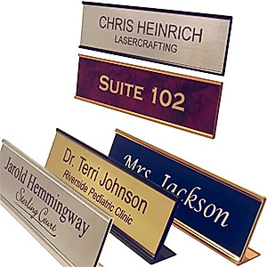 Name Plate Choose Color 2 x 8 - Laser Engraved - CUSTOMIZE. Available in a variety of colors and fonts to match your style. Add a holder / bracket for a professional look.