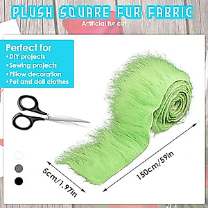 WLLHYF Faux Fur Fabric Precut Strips 2x60 inch Shaggy Plush Pre Cut Rolls Soft Fluffy Fuzzy Fur for DIY Craft Supply, Cosplay Costumes, Decoration, Gnome Beard Santa Hair (Green)