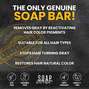 Soap Cover Black Soap for Gray Hair, Gray Hair Reverse Bar Shampoo, 1.7 Oz