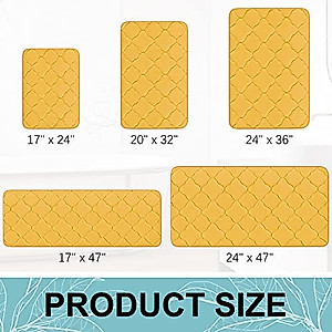 OLANLY Memory Foam Bath Mat Rug, Ultra Soft Non Slip and Absorbent Bathroom Rug, Machine Wash Dry, Comfortable, Thick Bath Rug Carpet for Bathroom Floor, Tub and Shower, 24x16, Yellow