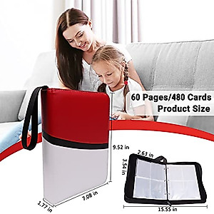 SVJEFY 4-Pocket Card Binder, Trading Card Binder Holder with 60 Removable Sleeves that Fits 480 Cards, Card Binder Collect Holder Album, Carrying Case Binder Album