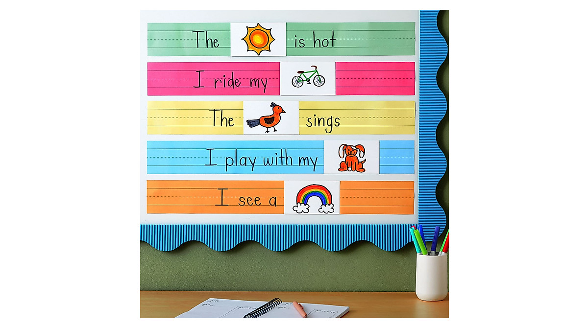 100 Pack Classroom Sentence Strips - Durable, Colorful & Versatile