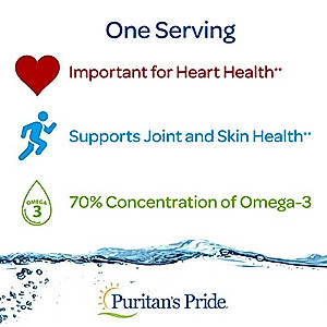 Puritans Pride Triple Strength Omega-3 Fish Oil 1360 Mg (950 Mg Active Omega-3), 240 Count, Package may vary