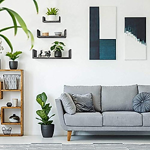 Under.Stated Floating Shelves U Shaped, Rustic MDF with PVC Wall Mounted Display Rack, Multi-Purpose Hanging Shelves Set of 3 (Rustic Grey)