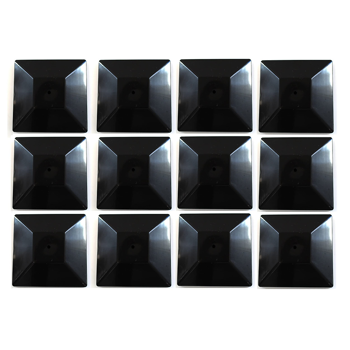Nominal 4x4 Plastic Fence Post Caps with Nail Hole (3-5/8"x 3-5/8") (12, Black)