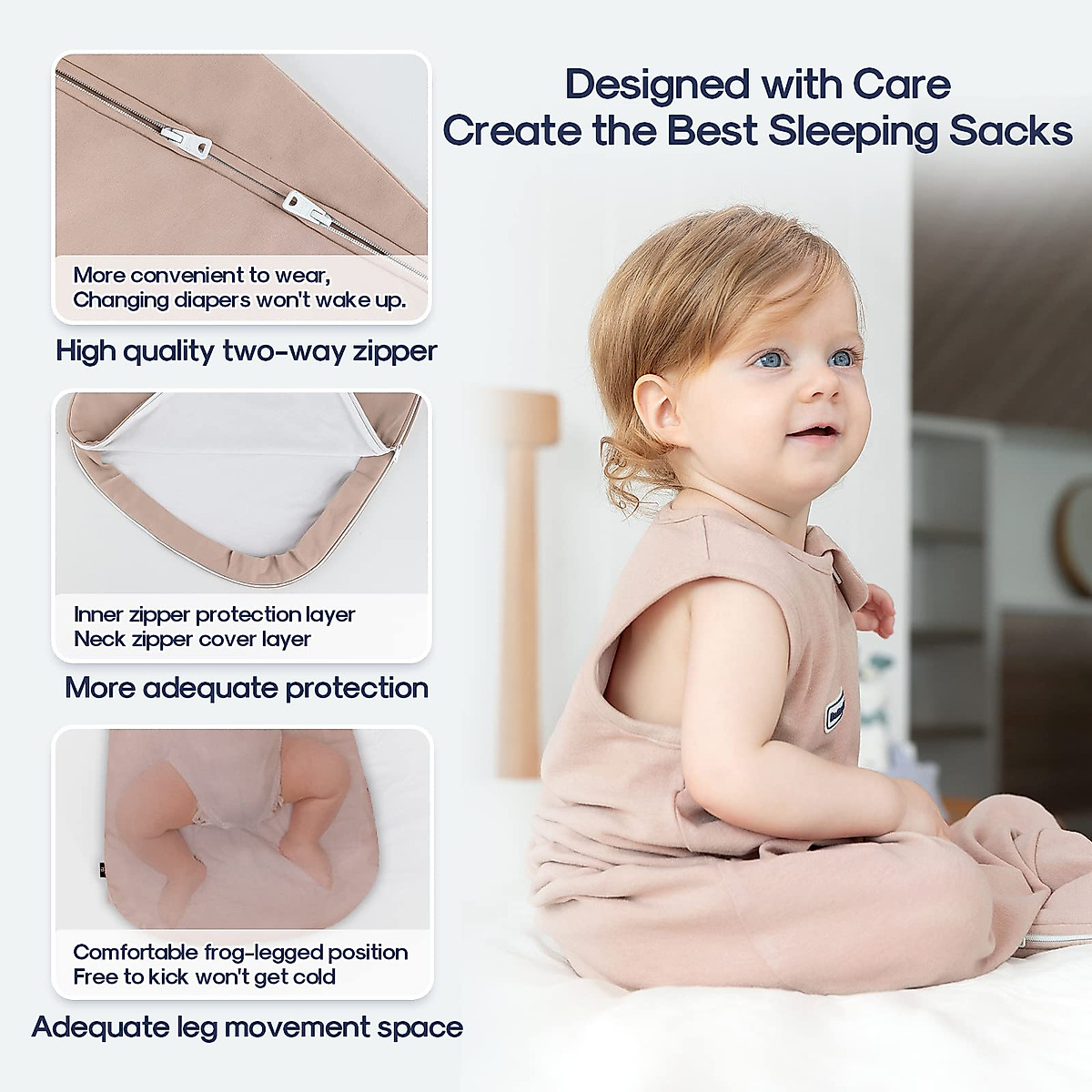 Domiamia Baby Sleep Sack 1.0 Tog Soft Cotton & Rayon Made from Bamboo Toddler Sleeping Sack 24-36 Months Dryable Lightweight Wearable Blanket