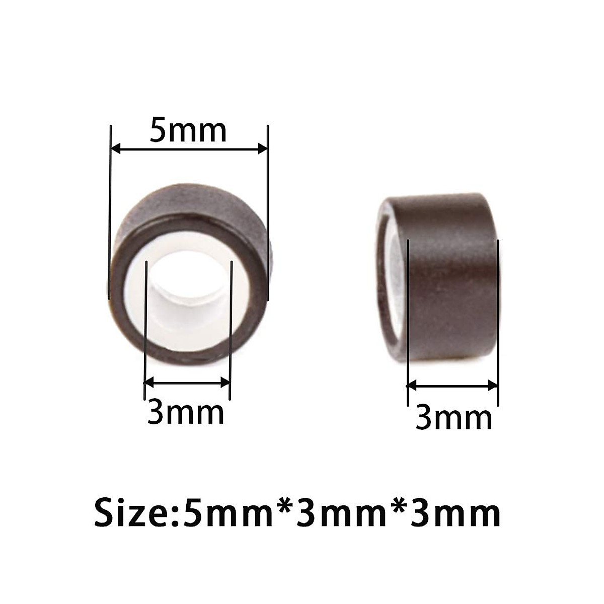 1000Pcs Premium Silicone Micro Link Rings 5mm Lined Beads for I Tip Hair Extensions (1000Pcs, Dark Brown)