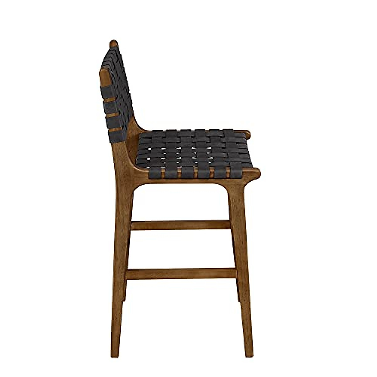 Ball & Cast Upholstered bar stools with Back, Solid Wood Frame and Faux Leather Woven Strips, bar Height Stool Dark Grey, Fully Assembled (HSA-1110-30)