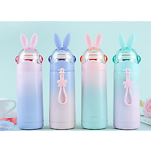 Cute Rabbit Kids Insulation Bottle-Stainless Steel Thermoses,Leak-proof Travel Coffee Mug,Durable Tumbler for Baby Hot Water 12 Ounce