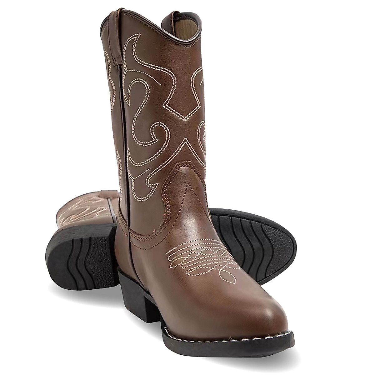 Premium Kids Cowboy Boots - Comfort Fit Toddler Cowboy Boots - Boys and Girls Cowboy Boots Durable & Stylish Western Wear for Young Riders (Brown)