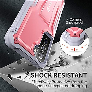 FITO for Samsung Galaxy S21 5G Case, Dual Layer Shockproof Heavy Duty Case for Samsung S21 5G Phone Built-in Kickstand, Without Screen Protector (Pink, 6.2 inch)