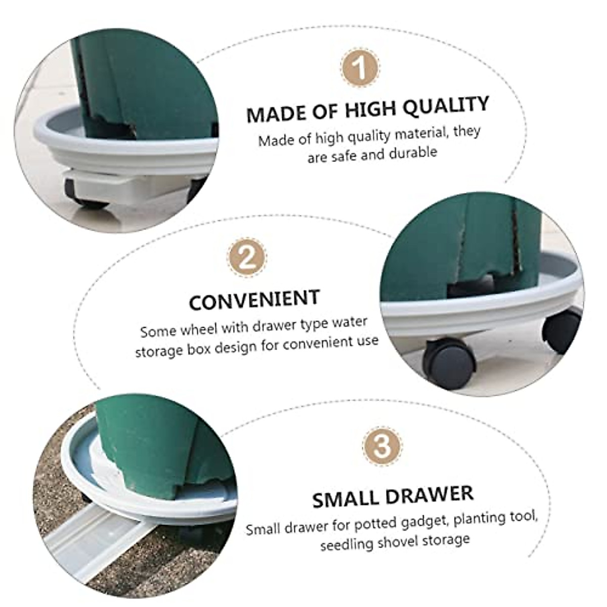 MERRYHAPY Flower Pot Tray Plastic Flower Pot L Brackets Heavy Duty Swivel Caster Wheels Movable Plant Pot Rolling Planter Caddy Flower Pot Caddy Pallet Pot Flowerpot Tray Plant Stands Grey