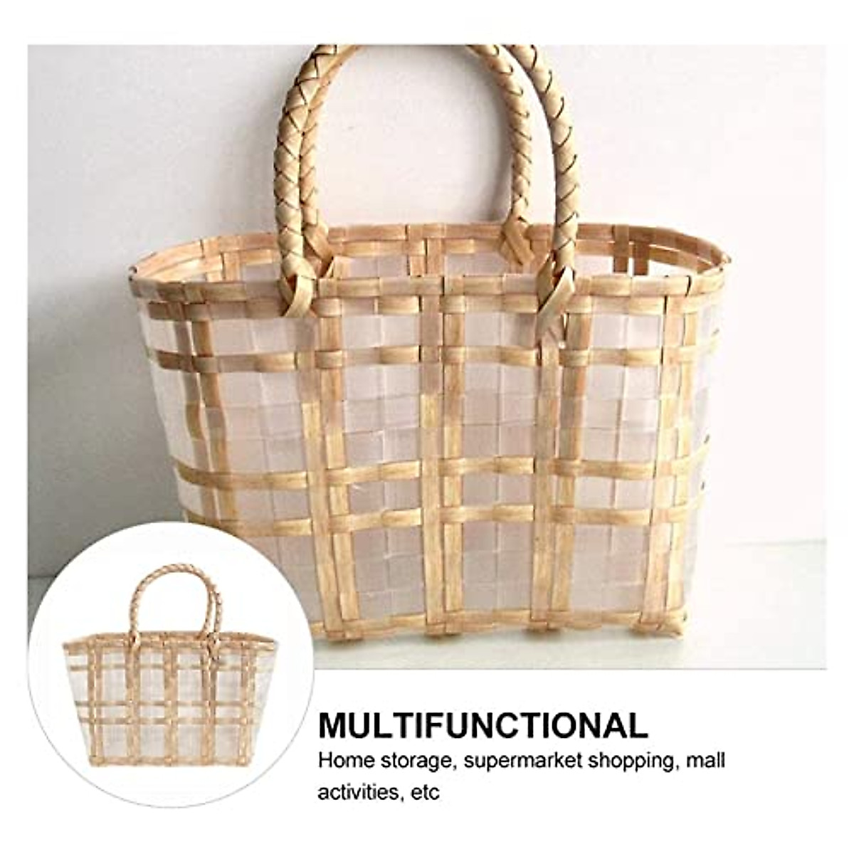 WALTX Round Basket 1Pc Practical Waterproof Durable Shopping Basket Woven Basket for Home Decor Shop Storage Case