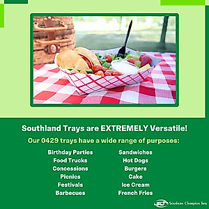 Southern Champion Tray 0429 #500 Southland Paperboard Food Tray, 5 lb Capacity, Red Check (Case of 500)