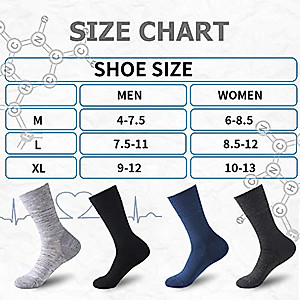 Forcool Diabetic Socks for Women, Men's Merino Wool Non Binding Loose Top Soft Padded Cushioned Sole Seamless Toe Wide Mid Calf Crew Diabetes Socks Edema Socks Dress Socks, 3 Pairs Black Medium
