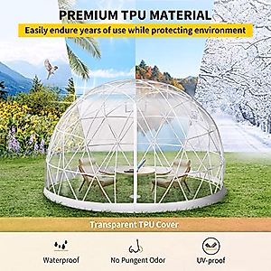 VEVOR 12FT Garden Dome Bubble Tent, Upgraded Geodesic Dome Greenhouse with Transparent TPU Cover and Sand Bags, Waterproof Garden Dome House for Patio and Dining Places