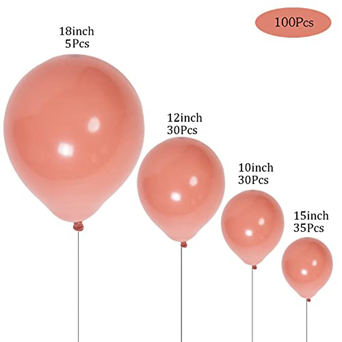 100pcs Dusty Pink Balloons 18 inch +12 inch +10 inch +5 inch Latex Party Rose Pink Balloon Birthday Balloons Baby Shower Decorations Wedding Balloons bulk