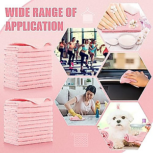 Preboun 100 Pack Washcloths Towel Set Pink Face Cloths Microfiber Baby Wash Cloth Cleaning Cloth Fast Drying Bath Towel Absorbent for Sport Girl Woman 12 x 12 Inches