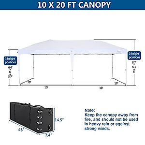 VINGLI 10x20ft Pop Up Canopy Tent with 6 Removable Sidewalls, Party Tent with Carry Bag, Outdoor Gazebo Beach Tent Camping Tent, Patio Event Tent Outdoor Canopy Commercial Canopy