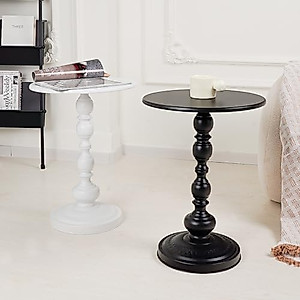 XIV Metal Small End Table, Black Round Side Table, Matte Accent Coffee Drink Table for Small Spaces, Pedestal Table for Sofa, Bedroom, and Living Room Corners - 15.7'' x 21'' (Black)