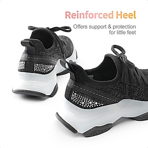 DREAM PAIRS Girls Slip-On Sneakers Kids Sparkle Pop Lightweight Jelly Sole Walking Shoes,Size 13 Little Kid,Black,SDFS2303K