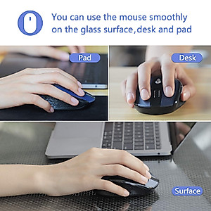 LeadsaiL Wireless Computer Mouse, 2.4G Portable Slim Cordless Mouse Less Noise for Laptop Optical Mouse with 6 Buttons, USB Mouse for Laptop, Deskbtop, MacBook