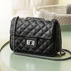 Women Leather Crossbody Satchel Bag Small Tote Shoulder Handbags Quilted Bag (black1)