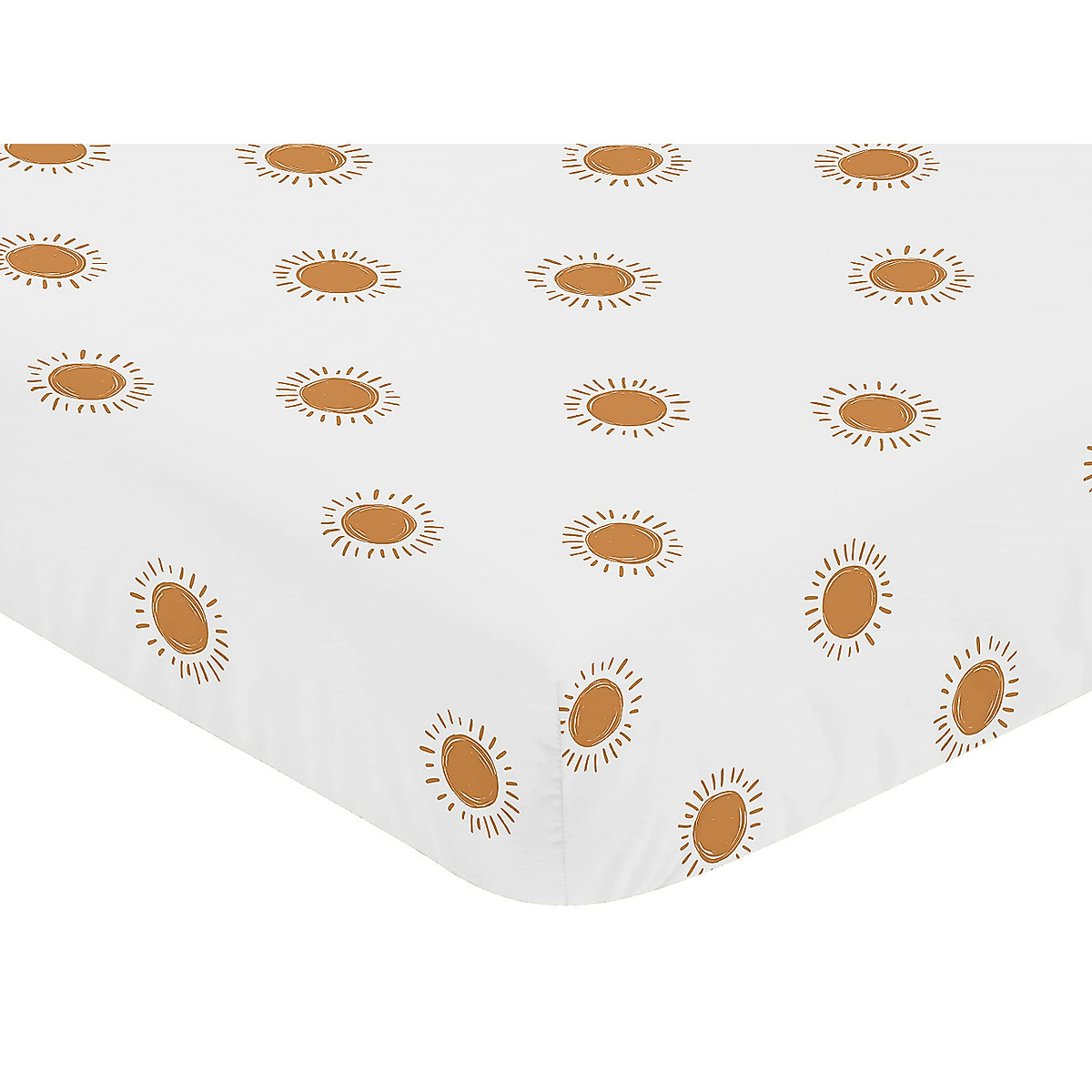 Sweet Jojo Designs White and Orange Boho Sun Boy or Girl Fitted Crib Sheet Baby or Toddler Bed Nursery - Pumpkin Bohemian Celestial Sky Desert Sunshine Outdoors Nature Gender Neutral
