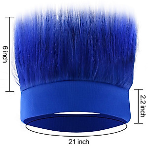 Sunshane 2 Pack Hairy Headband Crazy Hair Wigs for Mardi Gras Cosplay Sports Party and Spirit Day Accessory (Blue)