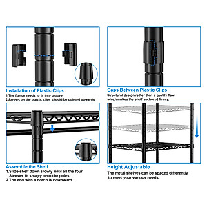 Ulif E5 Garment Rack, 4 Tiers Freestanding Heavy-Duty Closet Organizer and Storage System, Max Load 780LBS, 67.9" W x 14.5" D x 77.1" H, Black