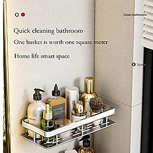 XUnion Shower Caddy Shelf Organizer Rack, Bathroom Shelf Organizer Shower Caddy Kitchen Spice Rack Wall Mounted No Drilling,Rustproo, Slilver Tw5 (llh2b220624LXN220610082A)