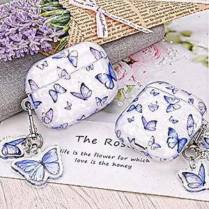 Cute Airpod Case with Butterfly Pendant, Kawaii Dreamy Blue Butterfly Shell Design Soft Shockproof Protective Cover Compatiable with Airpods Pro Case for Girls and Womens