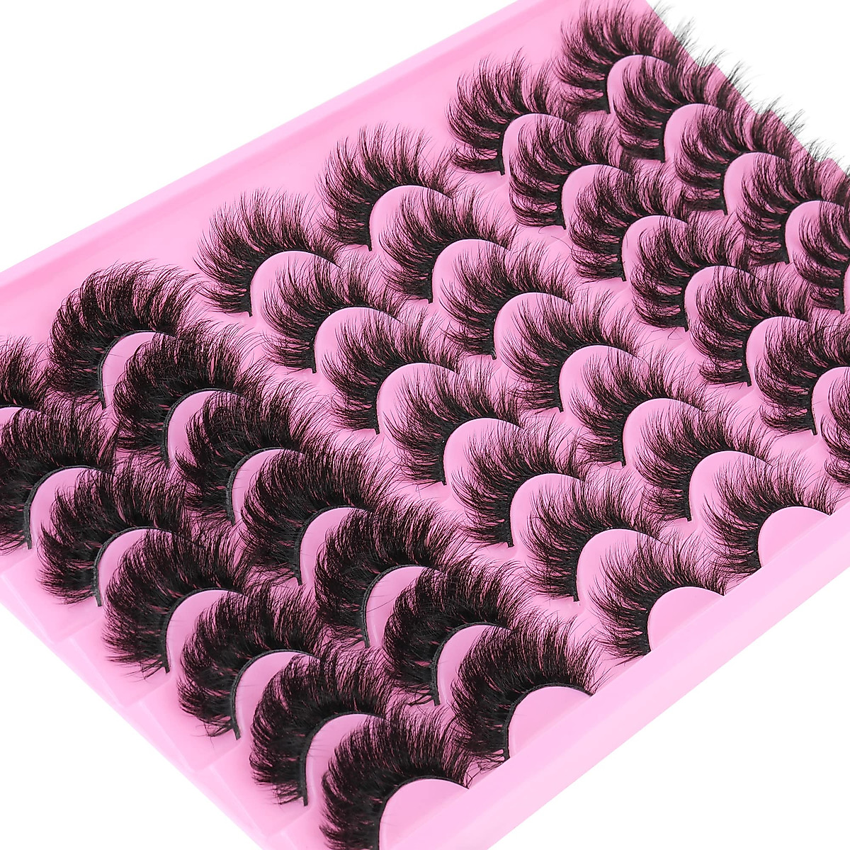 Mink Lashes Fluffy False Eyelashes Natural Look 14-17mm Cat Eye Lashes Pack, 5D Wispy Curly Fake Lashes by TNFVLONEINS - 21 Pairs 3 Styles