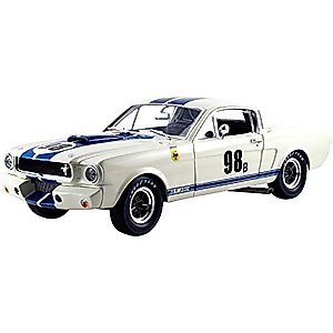 1965 Ford Mustang Shelby GT350R #98B Terlingua Racing Team White with Blue Stripes 1/18 Diecast Model Car by Shelby Collectibles SC170