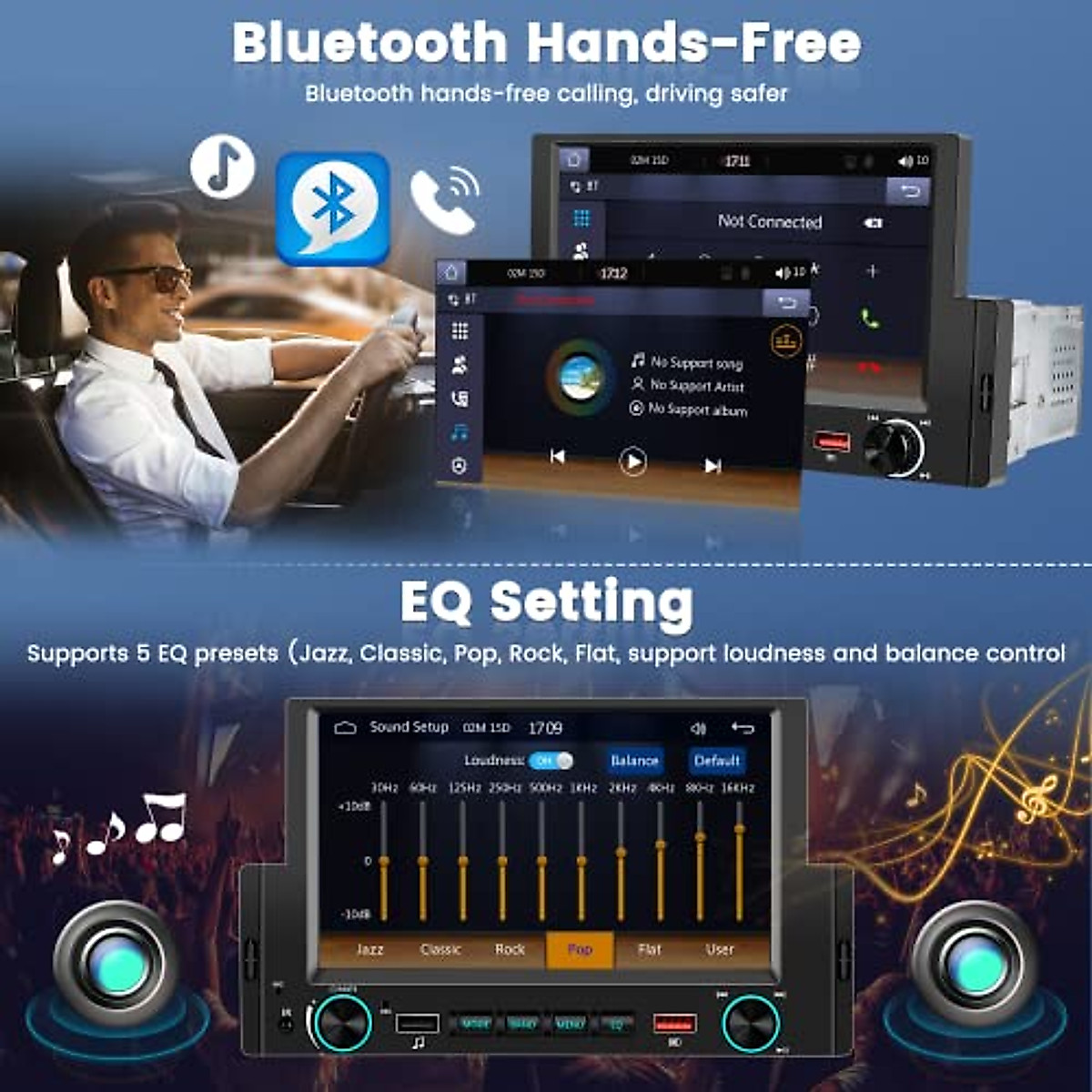 Hikity Apple CarPlay Car Radio Android Auto, 6.2 Inch Single Din Touchscreen Car Stereo with Bluetooth and Backup Camera, FM Car Audio Receiver