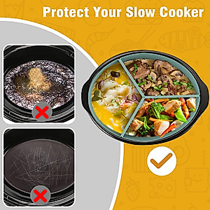 Slow Cooker Liners - Crock Pot Liners Silicone Insert Divider 3 IN 1, For 6 Quart Oval Slow Cookers, Reusable Silicone Slow Cooker Liner For Crock Pot Divider Insert, Dishwasher Safe BPA Free,7QT
