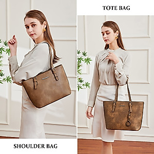 Montana West Tote Bag for Women Vegan Leather Purse and Handbags Set Embossed Collection Purse 2Pcs Set Brown MWC2-G052BR