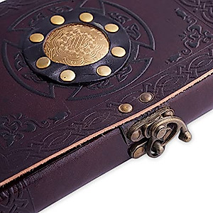 A5 Book of Shadows Travel Leather Journal Notebook, Supernatural Spellbook, Writing Diary With Lock