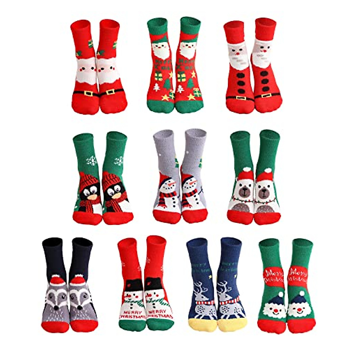 Gellwhu Adult Christmas Fuzzy Socks with Grips Plus Size Warm Winter Luxury Cozy Fluffy Holiday Socks Stocking Stuffers Gifts 10 Pairs C