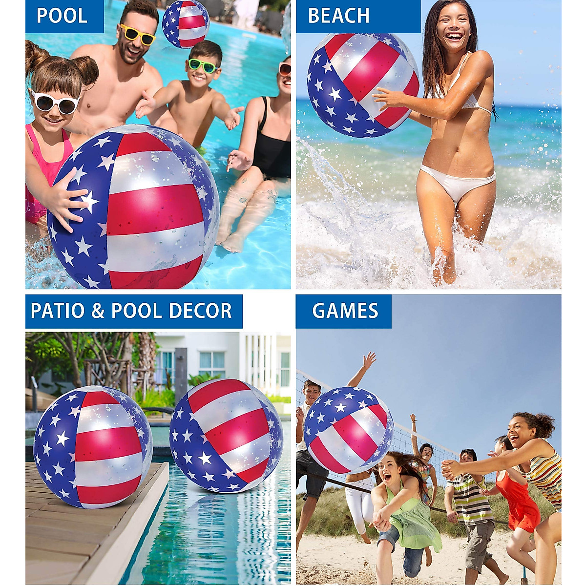POZA USA Flag Inflatable Pool Float Tube - Sparkle Silver Star Filled American Flag Pool Float for Beach, River, or Lake, Patriotic Inflatable Blow Up Pool Float, 4th of July Pool Party - 36 Inch