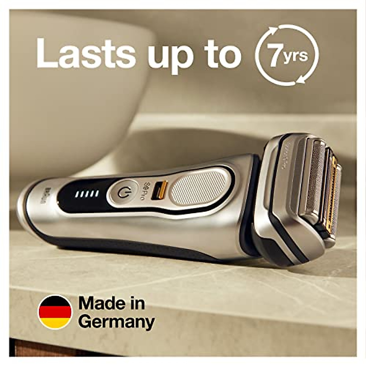 Braun Electric Razor for Men, Waterproof Foil Shaver, Series 9 Pro 9477cc, Wet & Dry Shave, with Portable Charging Case, ProLift Beard Trimmer, 5-in-1 Cleaning & Charging SmartCare Center, Silver