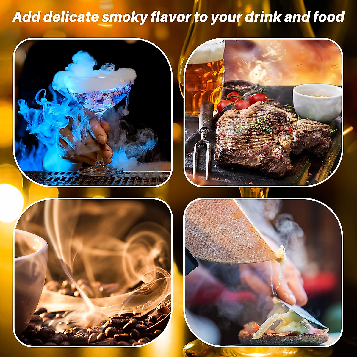 Yiiwinwy Cocktail Smoker Kit with Torch,Whiskey Smoker Kit,Bourbon/Drink/Old Fashioned Smoker Kit with 6 Flavor of Wood Chips,Christmas Gifts for Men,Husband,Dad (No Butane)